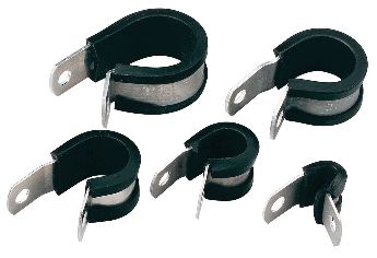 P-clamps for mounting wires, cables, hoses, pipes