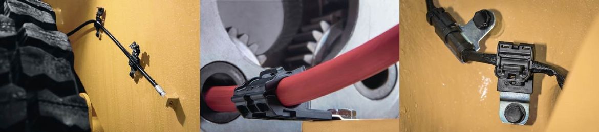 P-clamps for mounting wires, cables, hoses, pipes