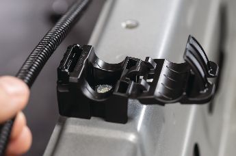 P-clamps for mounting wires, cables, hoses, pipes